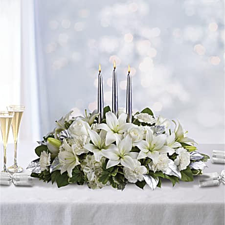Silver Elegance Centerpiece Bouquet - Teleflora