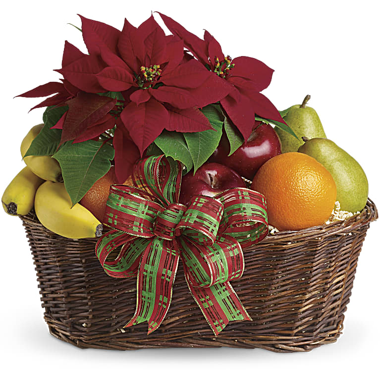 Fruit and Poinsettia Basket from Teleflora | SendFlowers.io