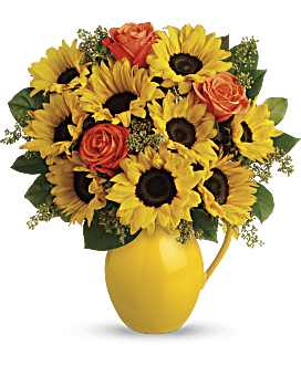 Teleflora's Sunny Day Pitcher of Sunflowers - Teleflora