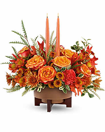 Teleflora's Fall Harvest Centerpiece Flower Arrangement - Teleflora