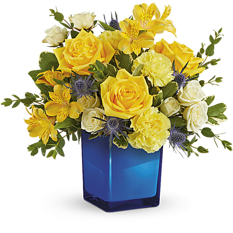 Golden Blue Bouquet — Teleflora (from $59.99) | SendFlowers.io