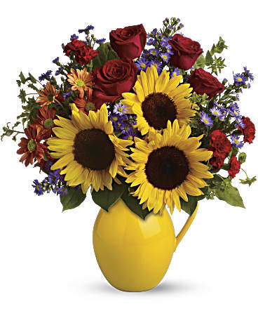 Teleflora's Sunny Day Pitcher of Joy Bouquet - Teleflora